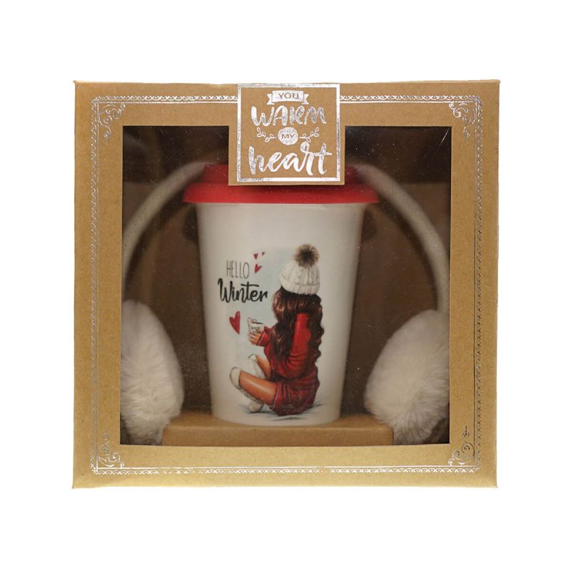 Darilni set, skodelica 370 ml in naušniki | SPORT FLORA OBAL | dzs.si